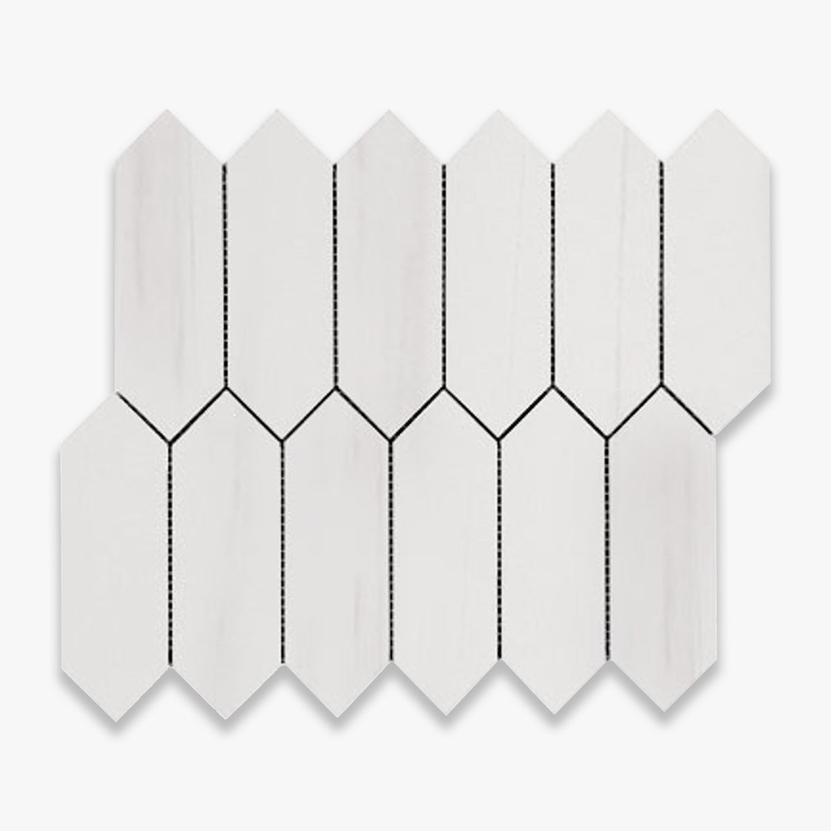 Bianco Dolomite Honed Picket Marble Mosaic – Calacatta Tile