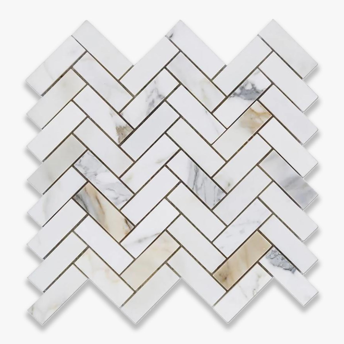 Calacatta Gold Honed 1x4 Herringbone Marble Mosaic – Calacatta Tile