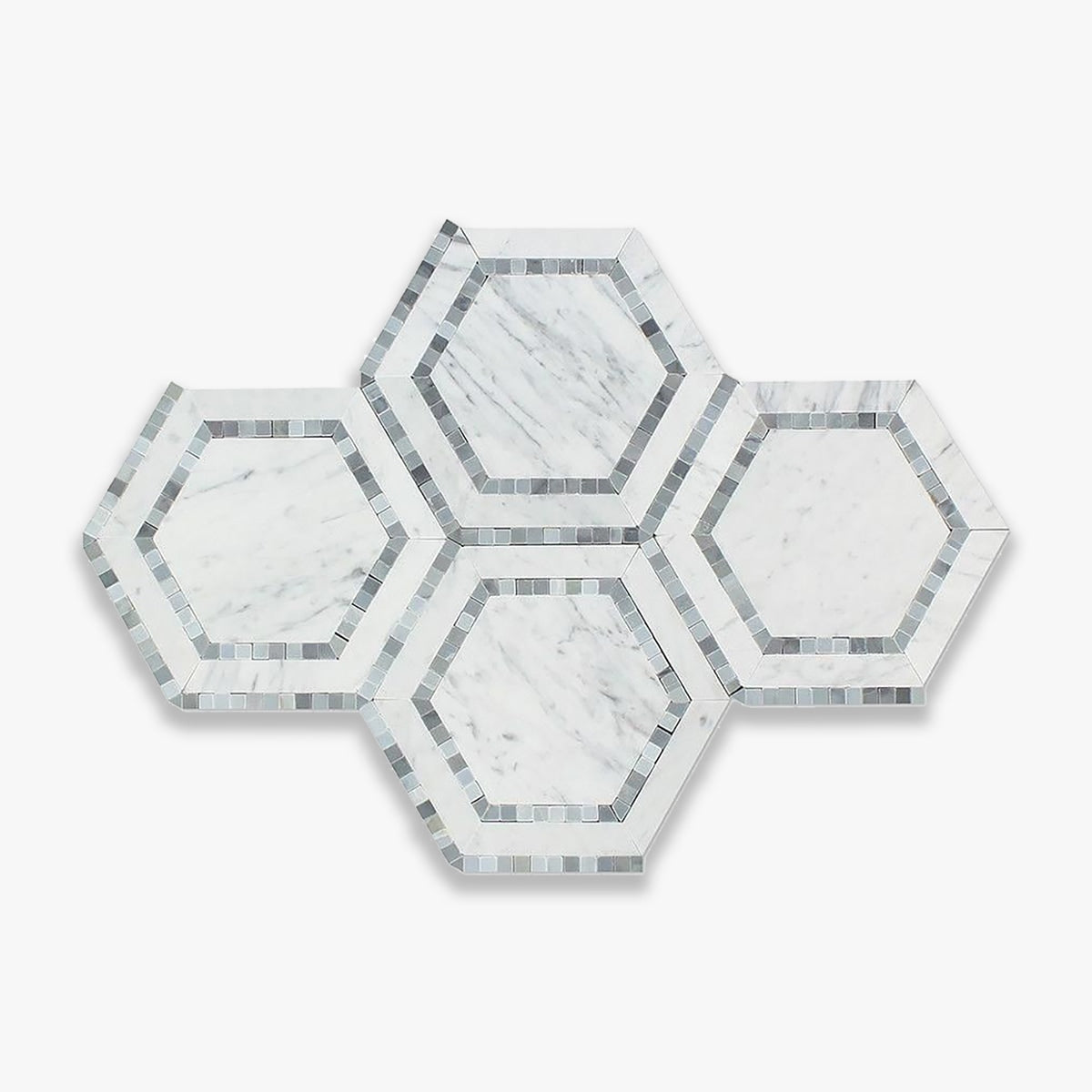 Calacatta Bellini Polished 5 INCH Hexagon Combo with Bardiglio Marble ...