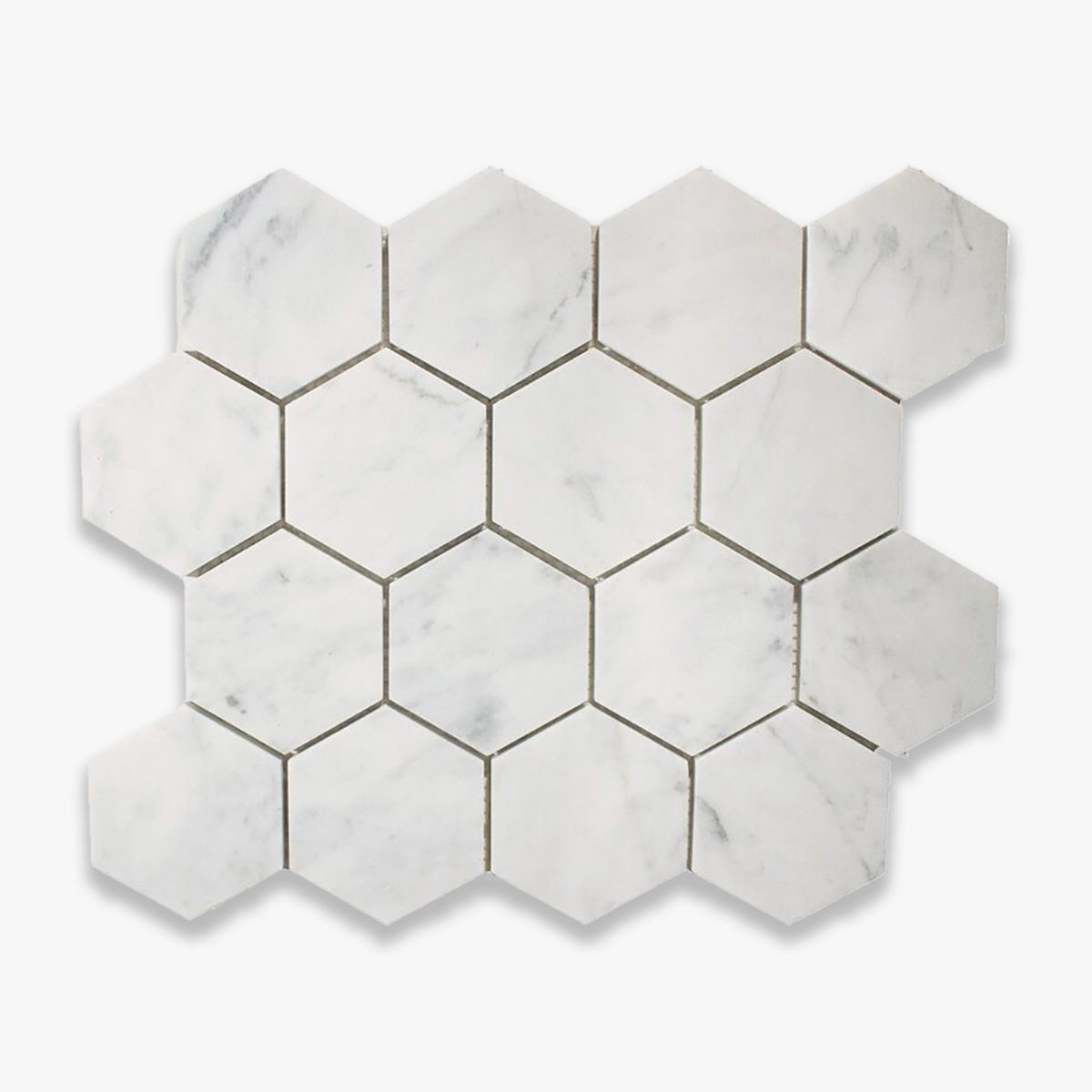 Carrara White Honed 3 INCH Hexagon Marble Mosaic – Calacatta Tile